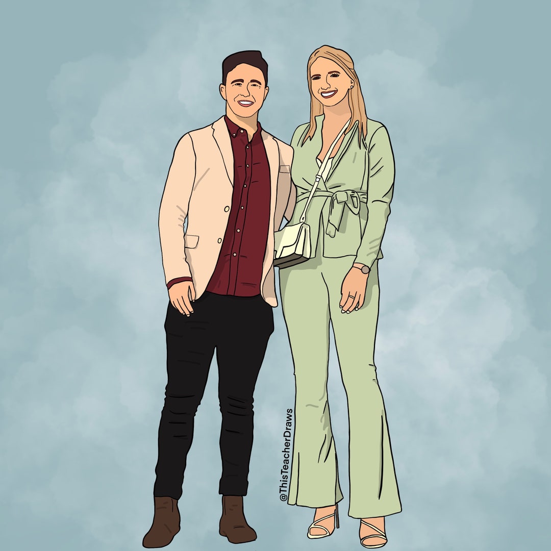 Custom Cartoon Couple Portrait - Etsy