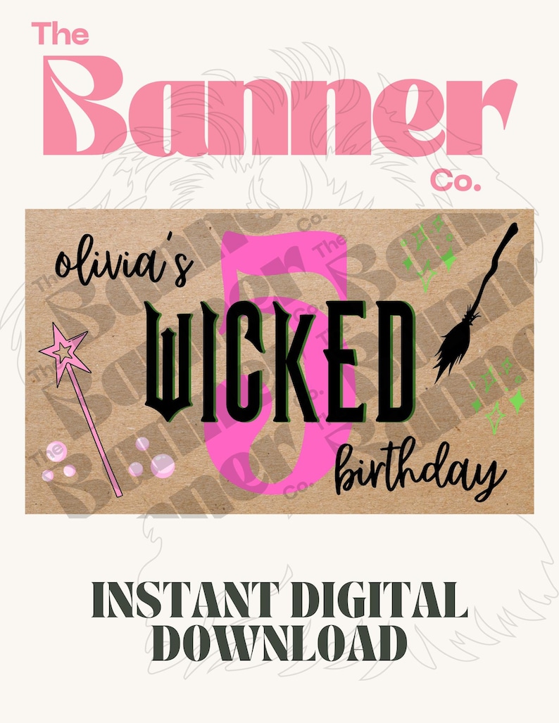 Wicked Birthday Banner Mockup – Personalized Age Number | DIGITAL ...