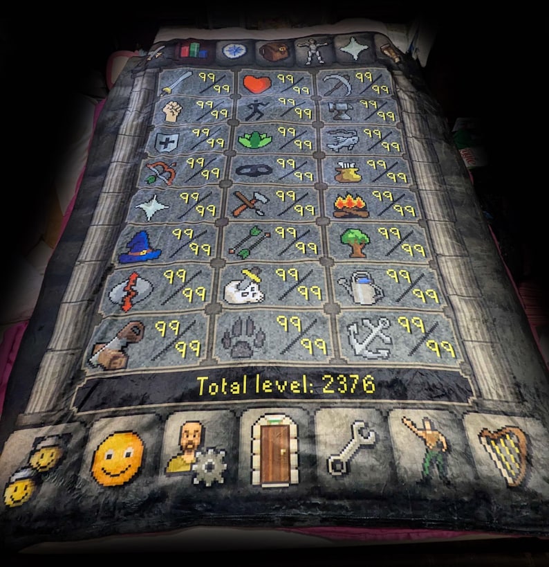 Runescape Max Stat (WITH SAILING) Throw Blanket (highest Image Quality ...