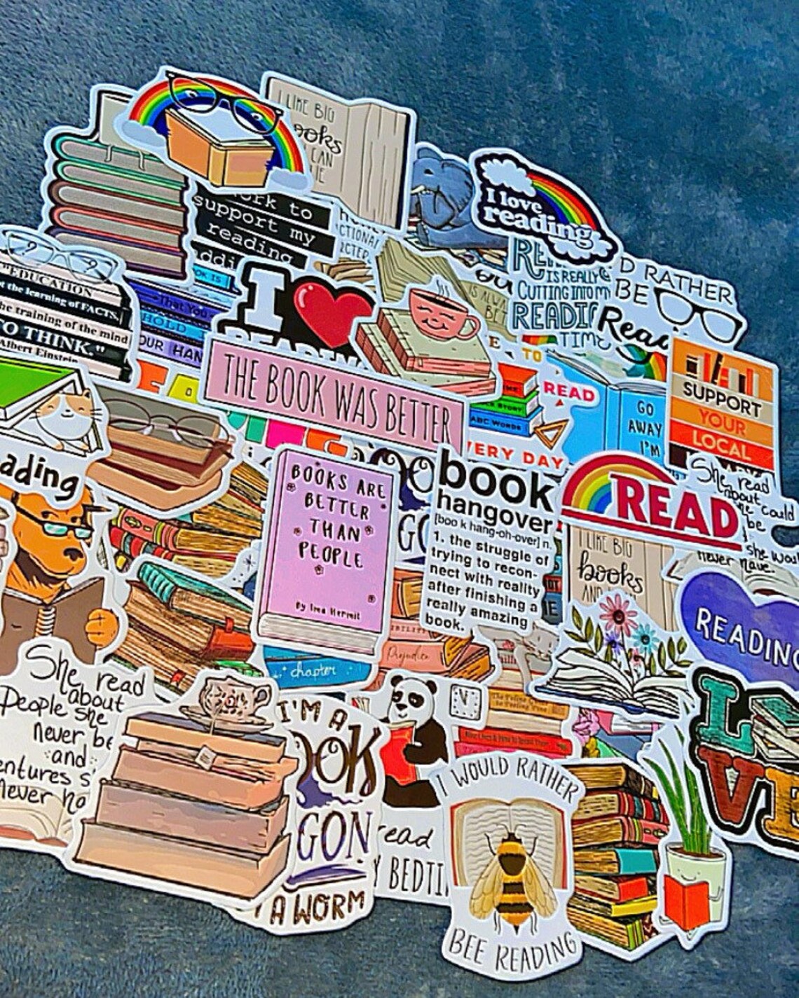 Random Book Print Themed Stickers for Readers | Etsy