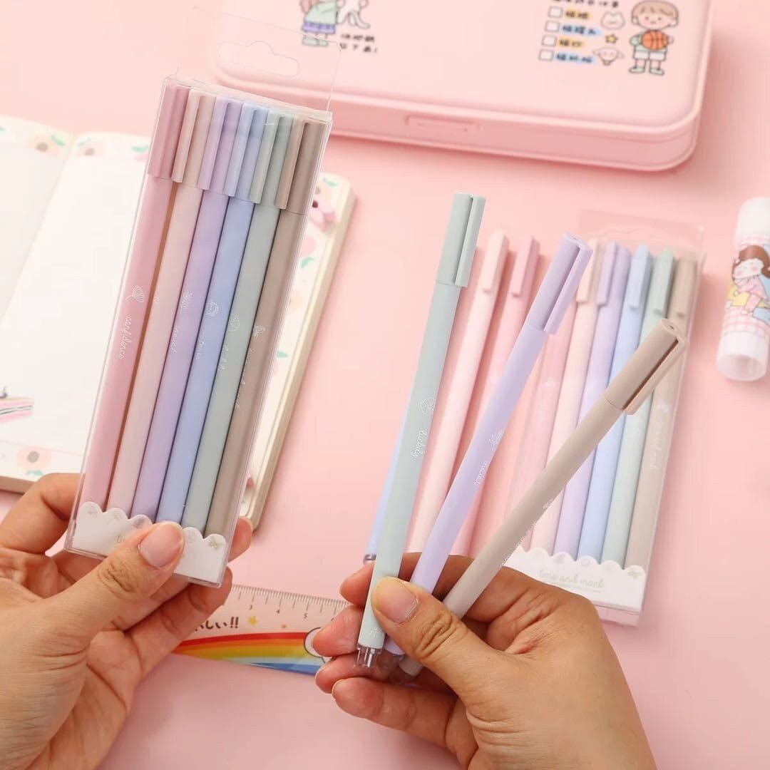 Rainbow Pastel Black-ink Gel Pens - Set of 6 Pens - Etsy