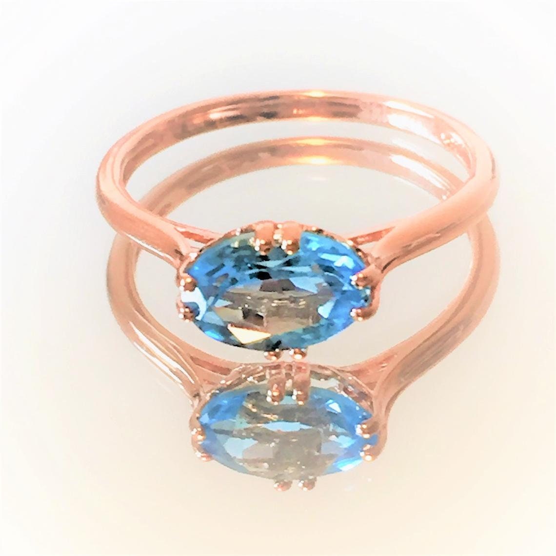 Natural jewelry: 14K rose gold ring gemstones engagement | Etsy