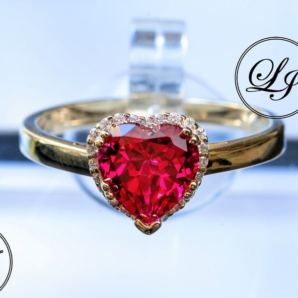 Ruby Heart Ring - Etsy