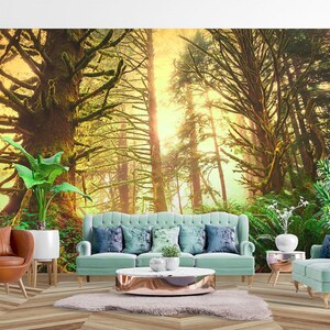 Rainforest Sunrise Wall Mural: Tropical Forest Decor - Etsy