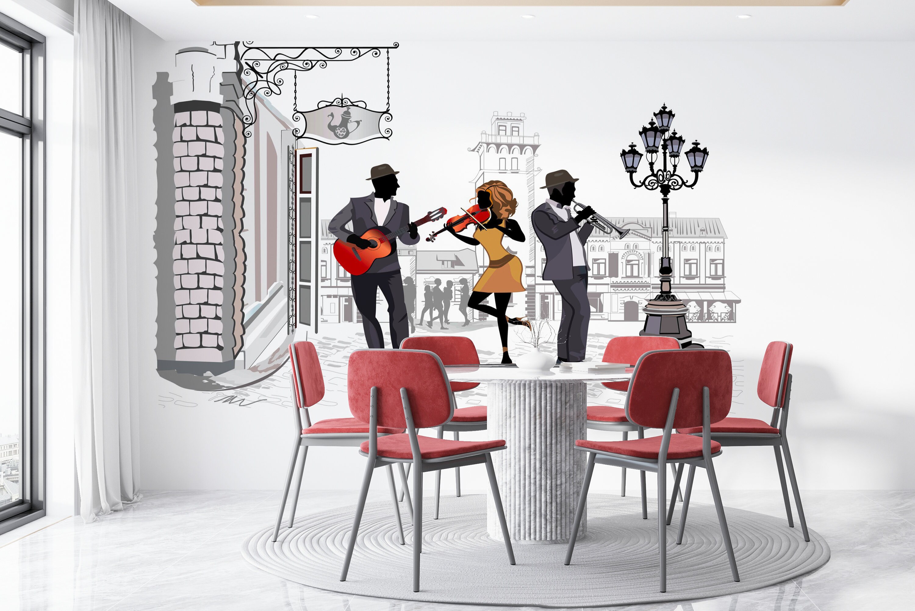 Vibrant Street Concert Scene Mural Wallpaper - Music Festival Wall Art ...