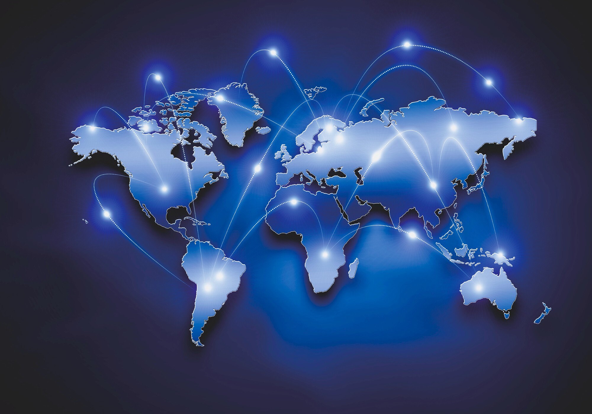 Global Interaction World Map Photo Wall Mural HD Digital Printing on ...