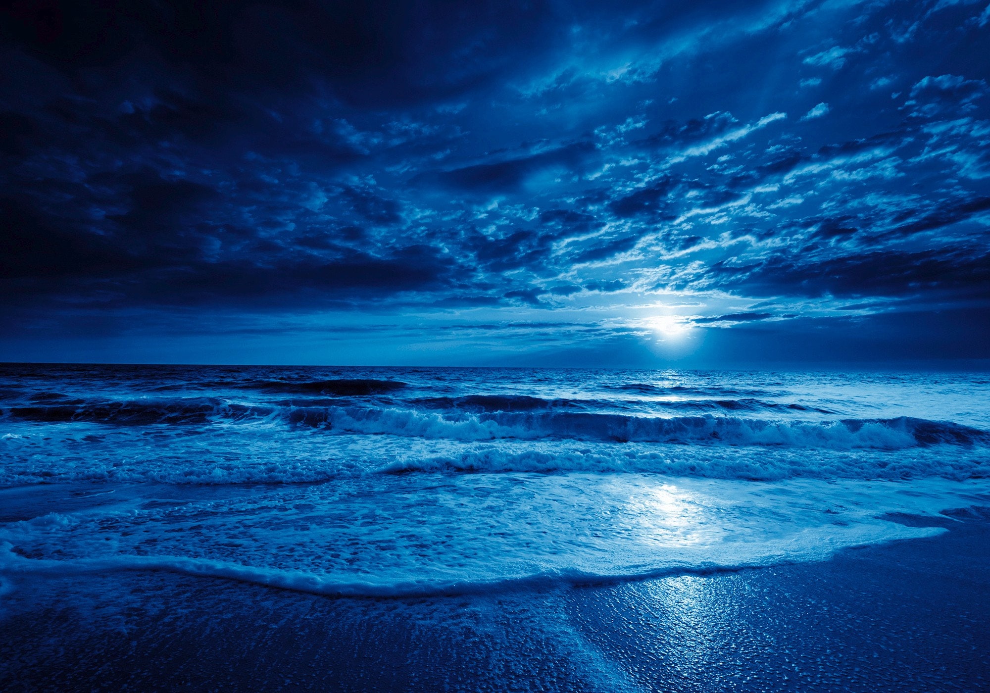 Exquisite Midnight Blue Ocean Mural Wallpaper - Funky Nautical Decor ...