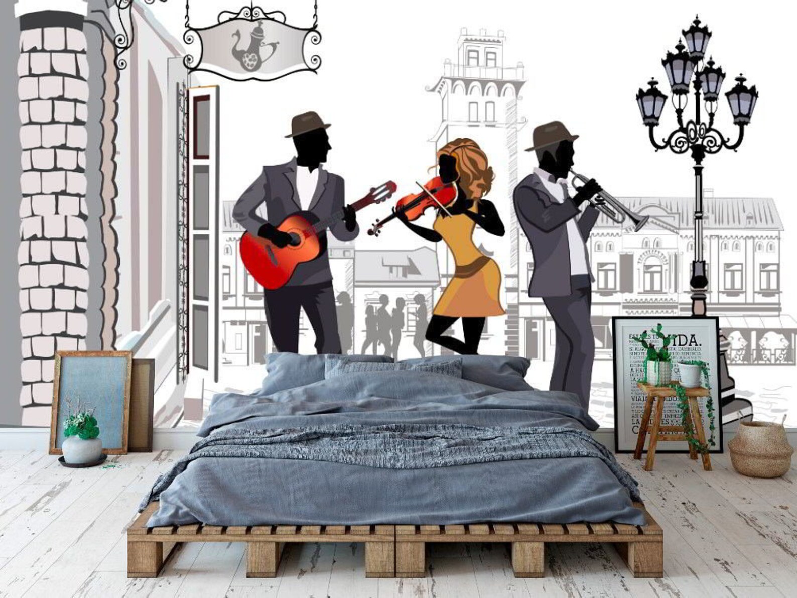 Vibrant Street Concert Scene Mural Wallpaper Music Festival Wall Art ...