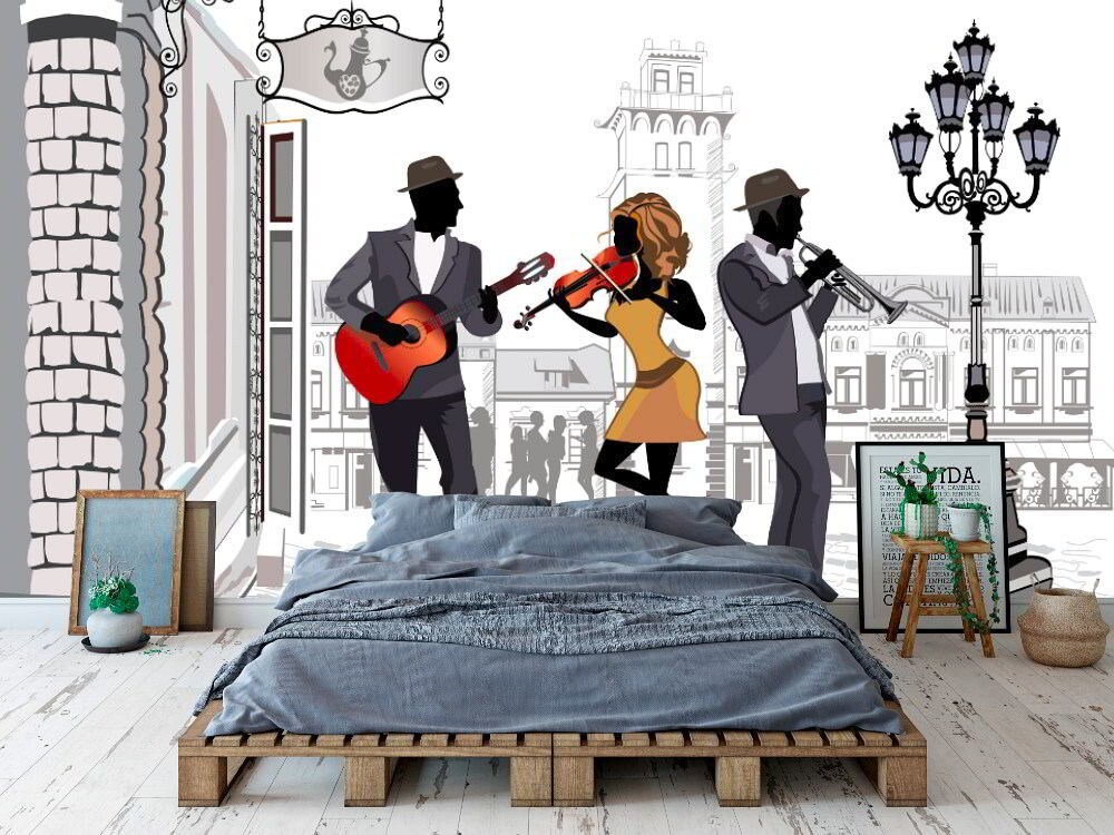 Vibrant Street Concert Scene Mural Wallpaper - Music Festival Wall Art ...