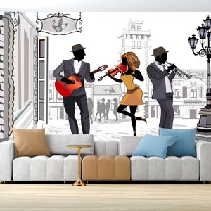 Vibrant Street Concert Scene Mural Wallpaper - Music Festival Wall Art ...