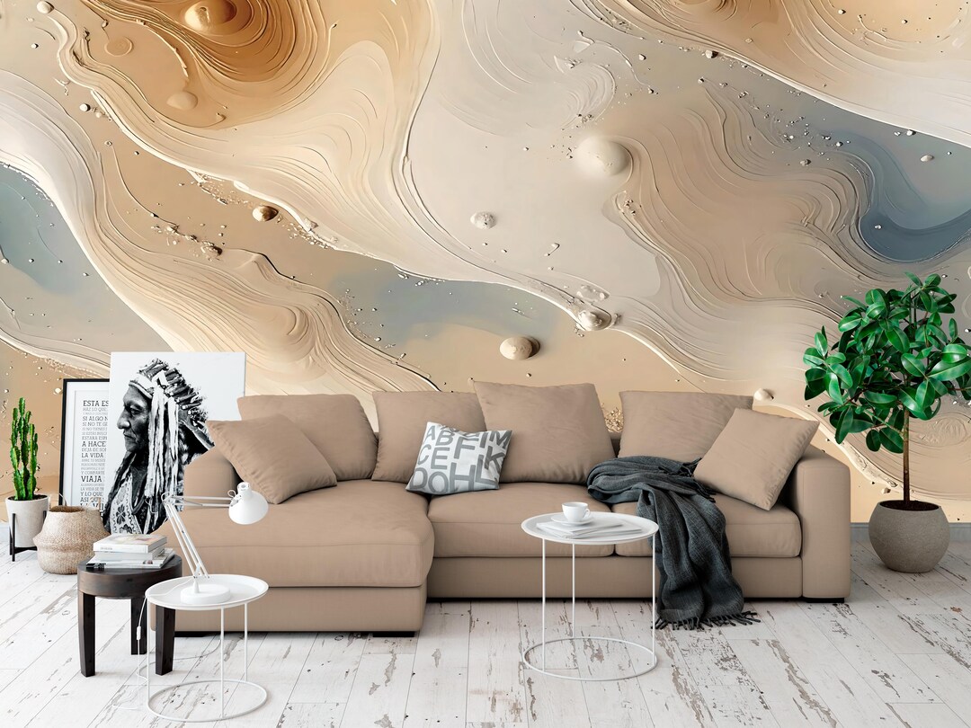 Subtle Tones Mural, Wavy Desert Abstract Landscape Wallcovering ...