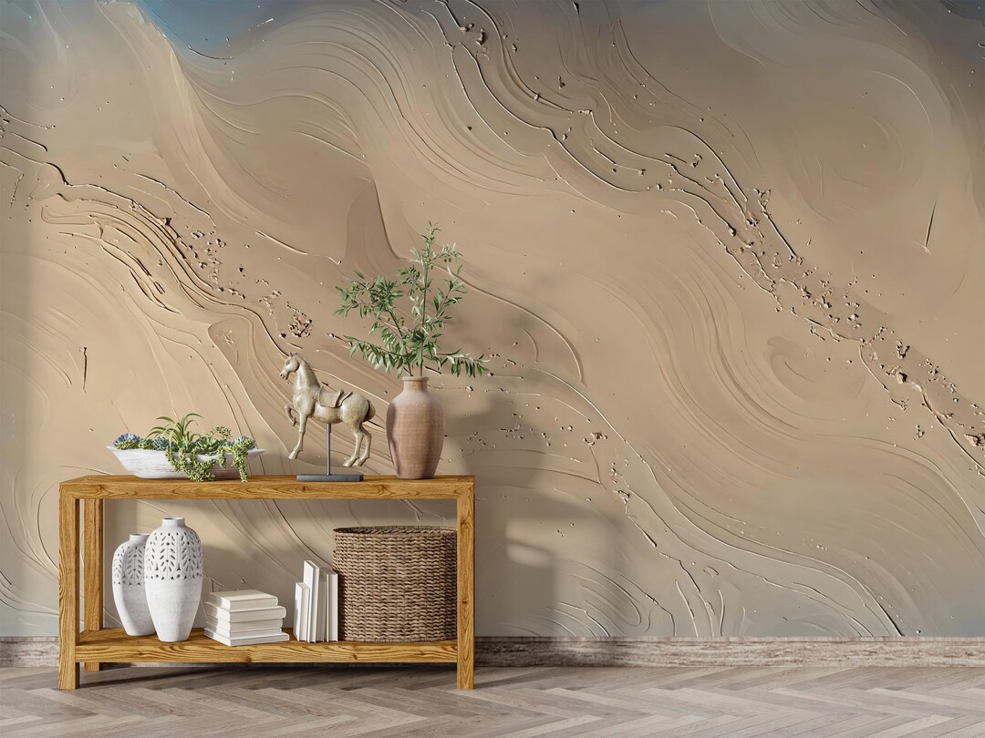 Desert Calm Theme Textured Sand Mural | Abstract Topographic Wall Art ...