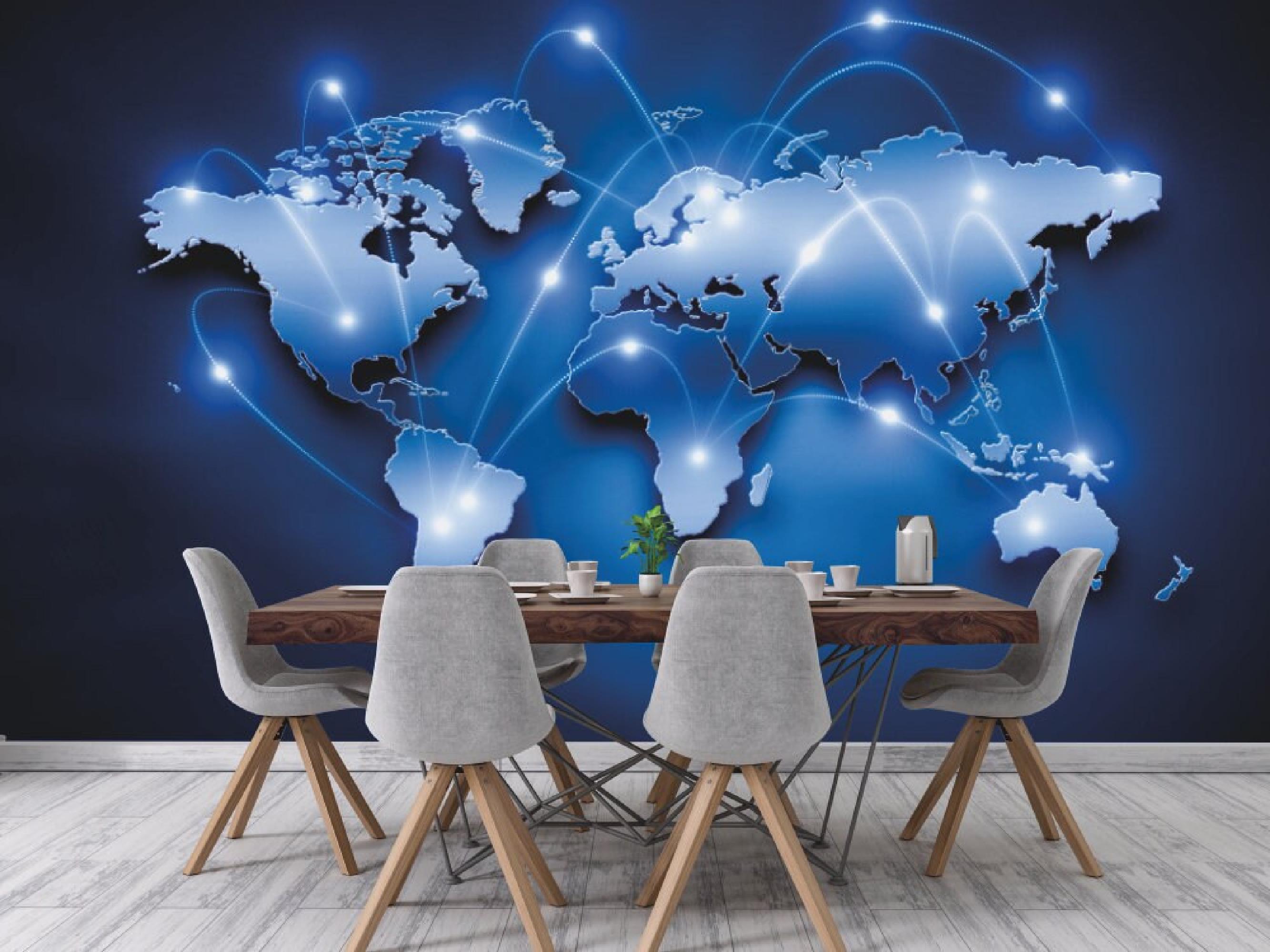 World Map Wallpaper: Explore Our Global Interaction Wall Mural in ...