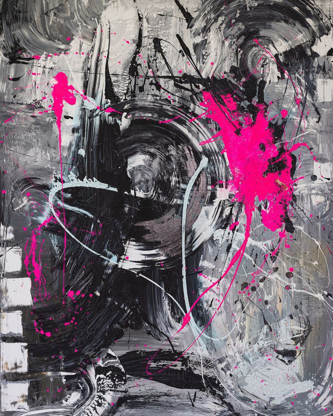 Abstract Art Mural Wallpaper Pink Chaos Design for Unique Wall ...