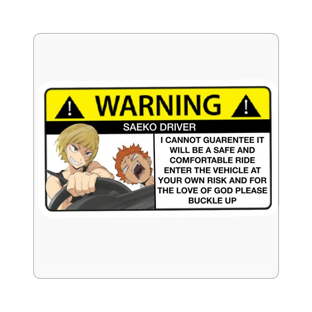 Anime Car Warning Sticker | Saeko Driver Sticker | Anime Manga Sticker ...