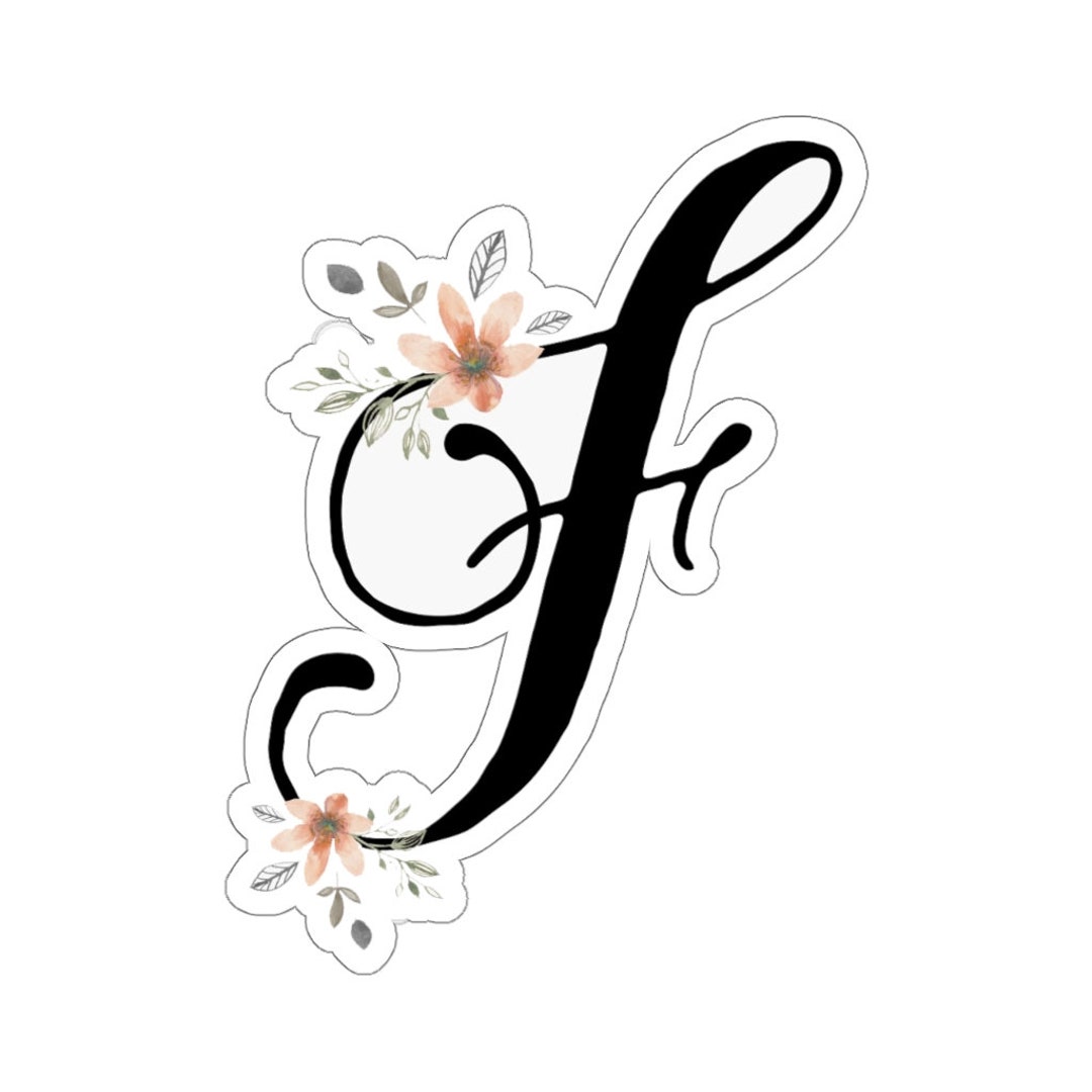 Spring Flower Letter 'F' Vinyl Sticker Letter Monogram Best Friend Gift ...
