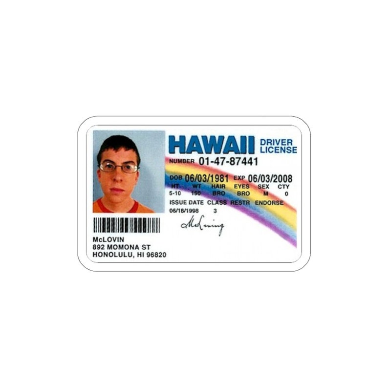 Mclovin ID Card Sticker Superbad Sticker Fake ID Sticker - Etsy New Zealand