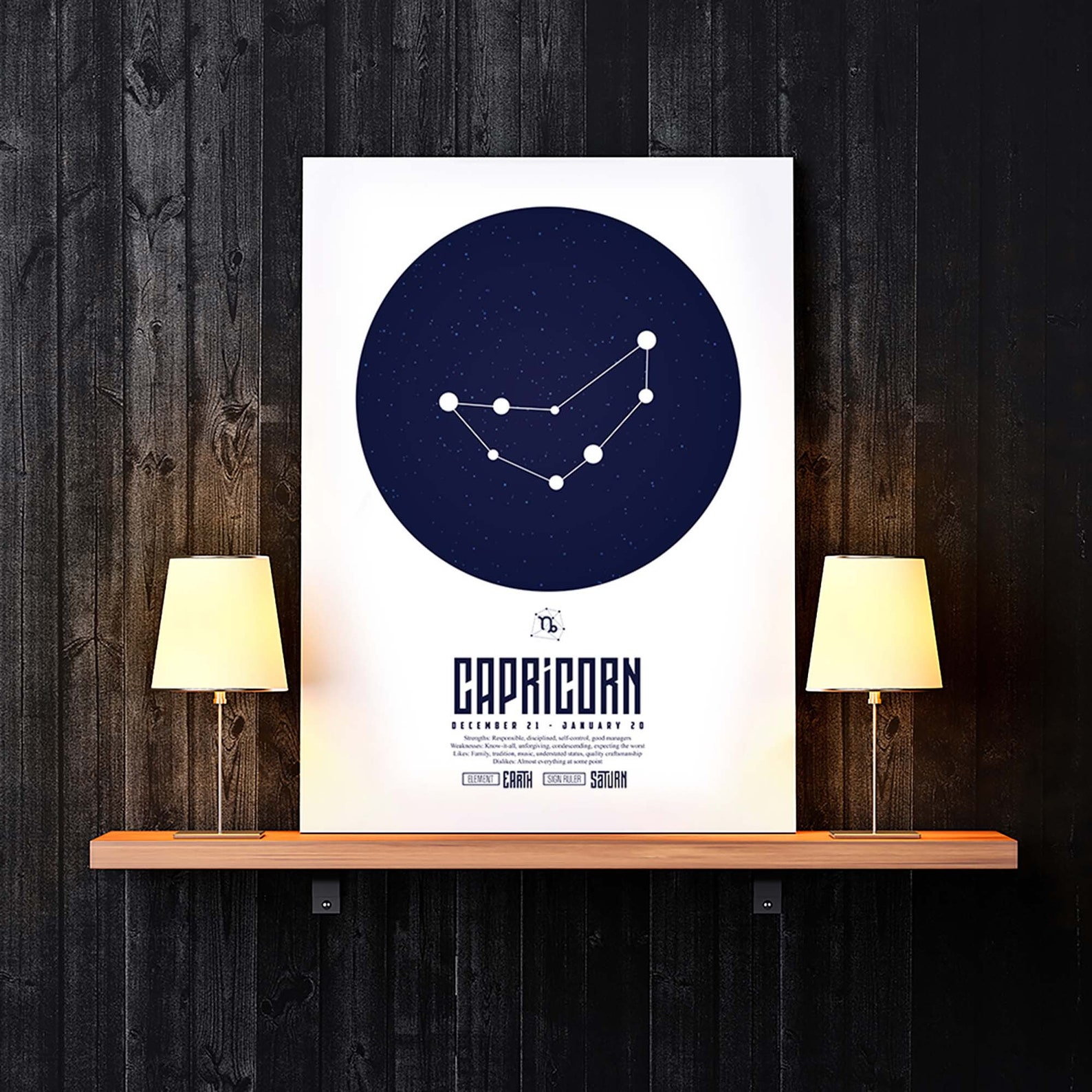 Capricorn Zodiac Poster Print Minimalist Digital Printable - Etsy