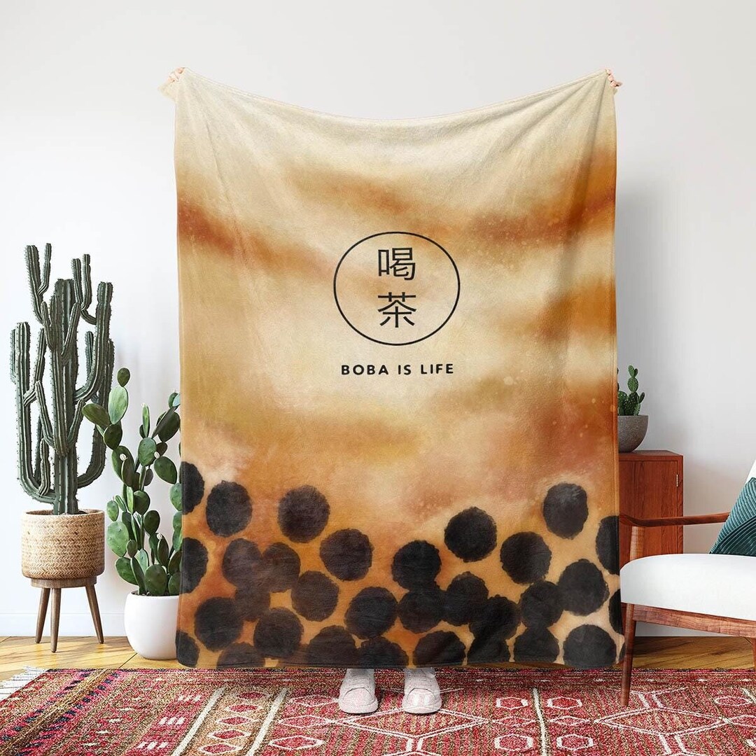 Boba Blanket Brown Sugar Milk Tea Boba Throw Blanket Boba Gag Gift for ...