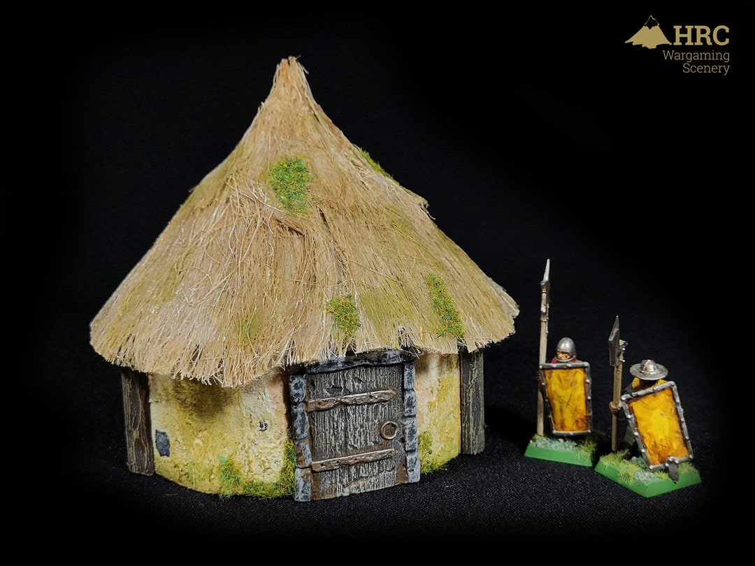 Village Hut, Cottage Celtic House Painted, Flocked Wargaming Terrain ...