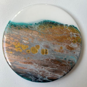 Fluid Art Coasters. Acrylic Pour Coasters. Ceramic. Resin Sealed. Set ...