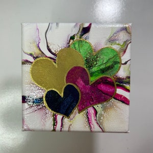 Mini Heart Art. Fluid Art Heart. Heart Decor. Valentine Decor ...