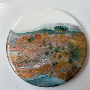 Fluid Art Coasters. Acrylic Pour Coasters. Ceramic. Resin Sealed. Set ...