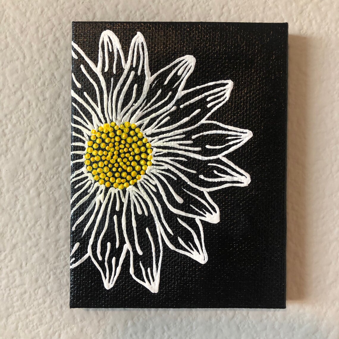 Daisy Mini Canvas Painting Daisy Decor Hand Painted 3 X 4 - Etsy