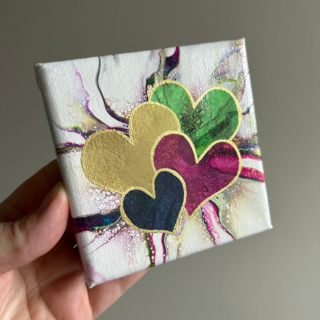 Mini Heart Art. Fluid Art Heart. Heart Decor. Valentine Decor ...