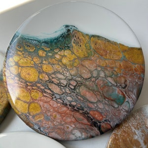 Fluid Art Coasters. Acrylic Pour Coasters. Ceramic. Resin Sealed. Set ...