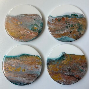 Fluid Art Coasters. Acrylic Pour Coasters. Ceramic. Resin Sealed. Set ...