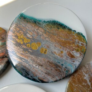 Fluid Art Coasters. Acrylic Pour Coasters. Ceramic. Resin Sealed. Set ...