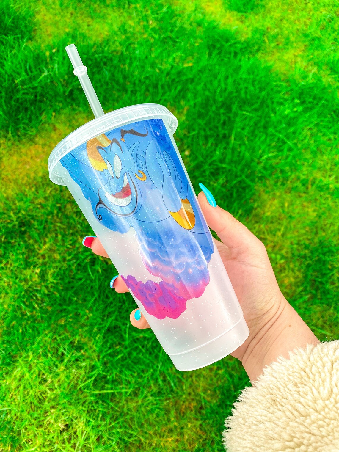 Genie reusable cup Disney Aladdin inspired glitter cup | Etsy
