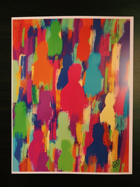 Faceless in a Crowd Art Illustration Painting Artwork Poster | Etsy