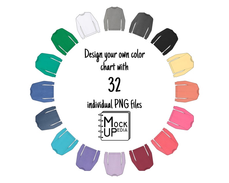 Comfort Colors 1566 Adult Crewneck Sweatshirt Color Chart - Etsy