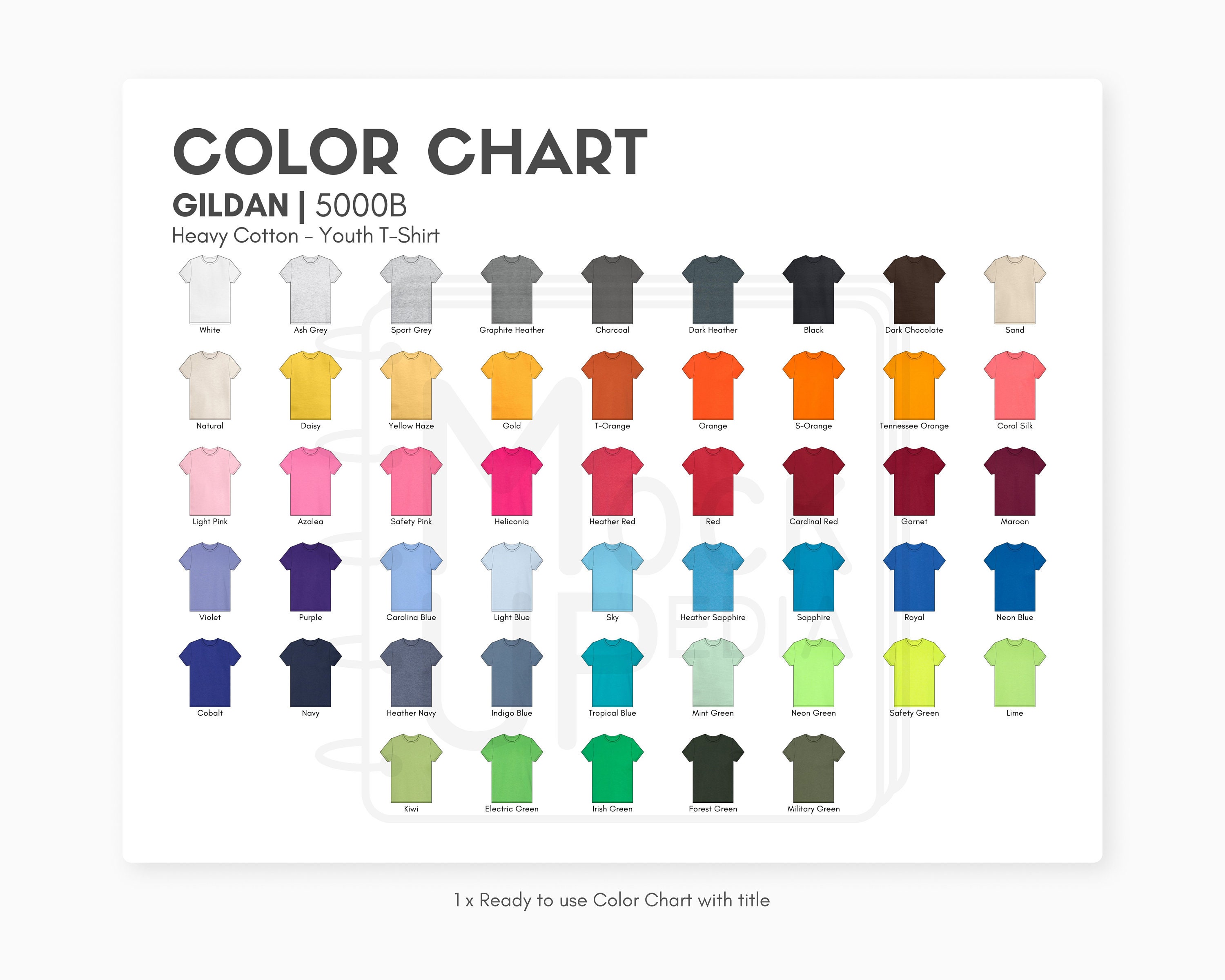 Gildan 5000B EDITABLE Canva Color Chart Gildan 5000B Heavy - Etsy