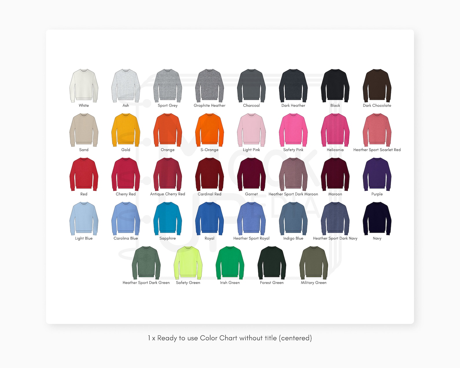 Gildan 18000 EDITABLE Canva Color Chart | Gildan 18000 Heavy Blend ...