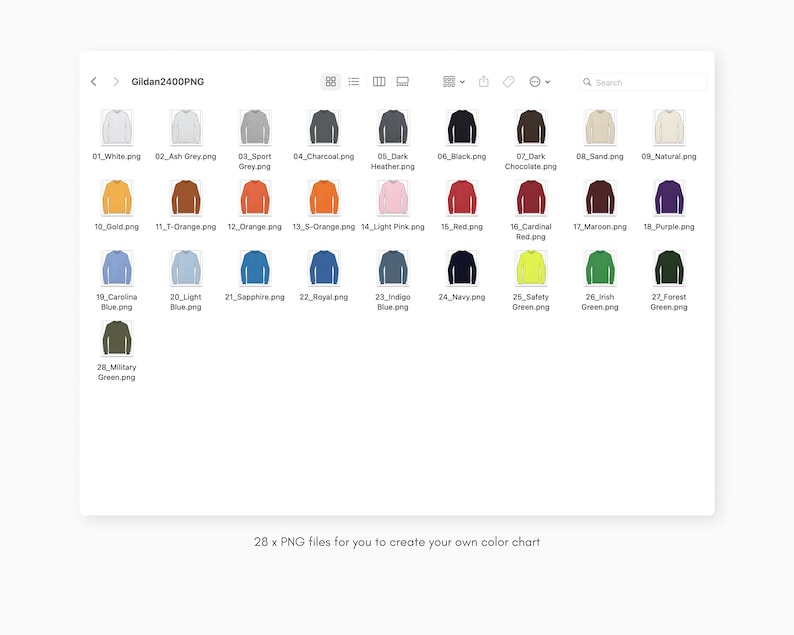 Gildan 2400 Adult Long Sleeve T-shirt Color Chart | Gildan 2400 Ultra ...