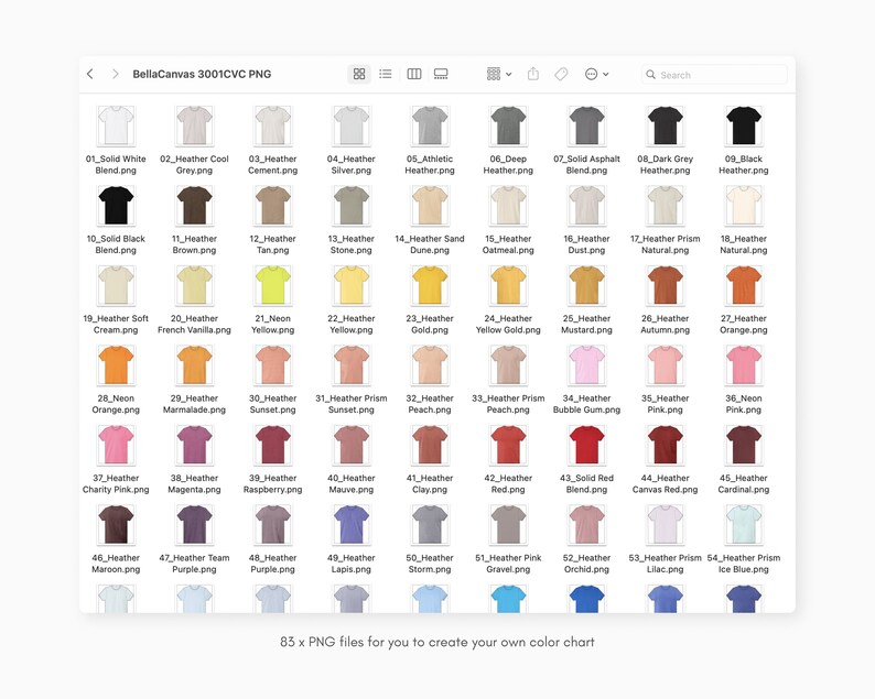 Bella Canvas 3001CVC Adult T-shirt Color Chart | Bella+canvas 3001 CVC ...