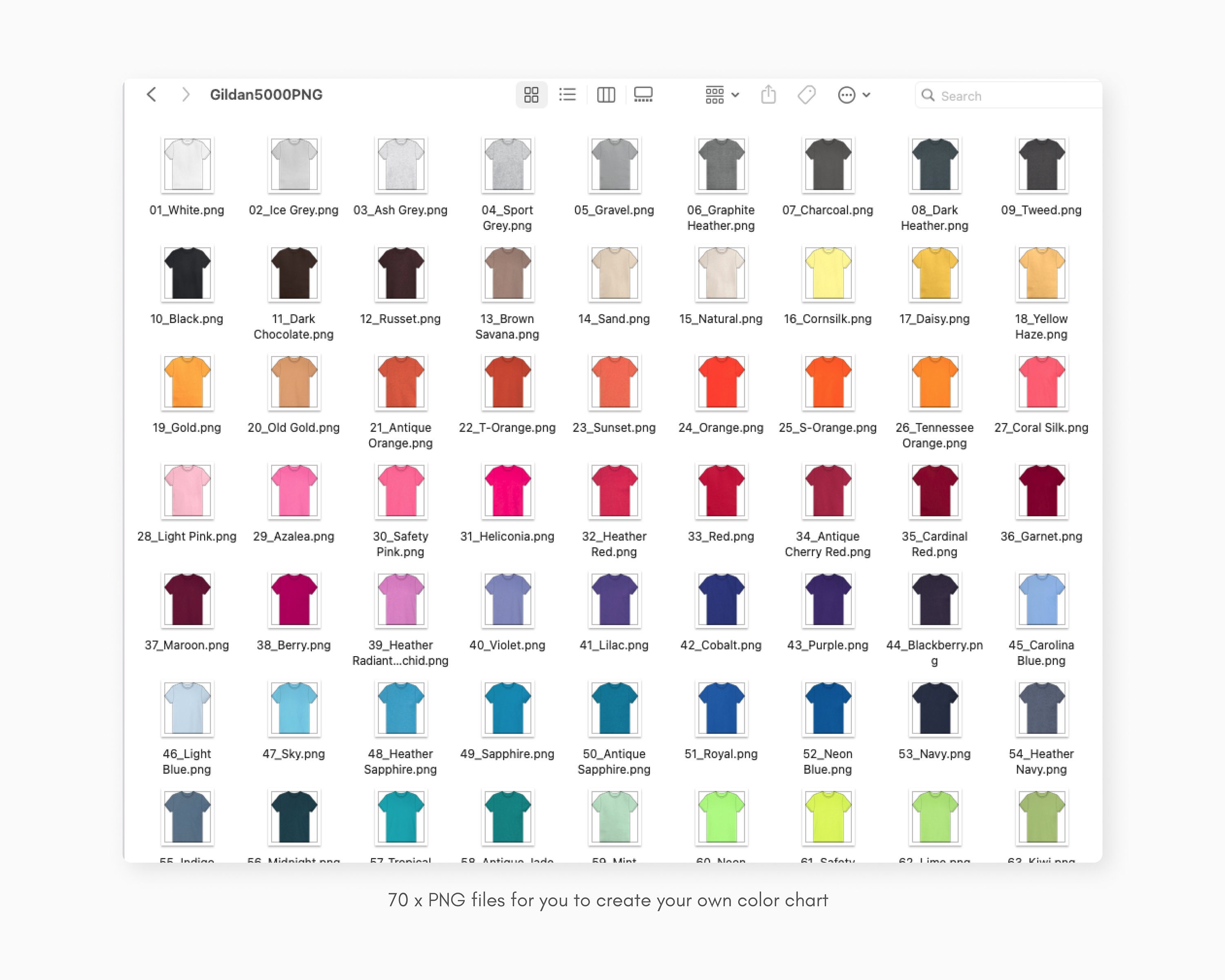 Gildan 5000 EDITABLE Canva Color Chart | Gildan 5000 Heavy Cotton ...