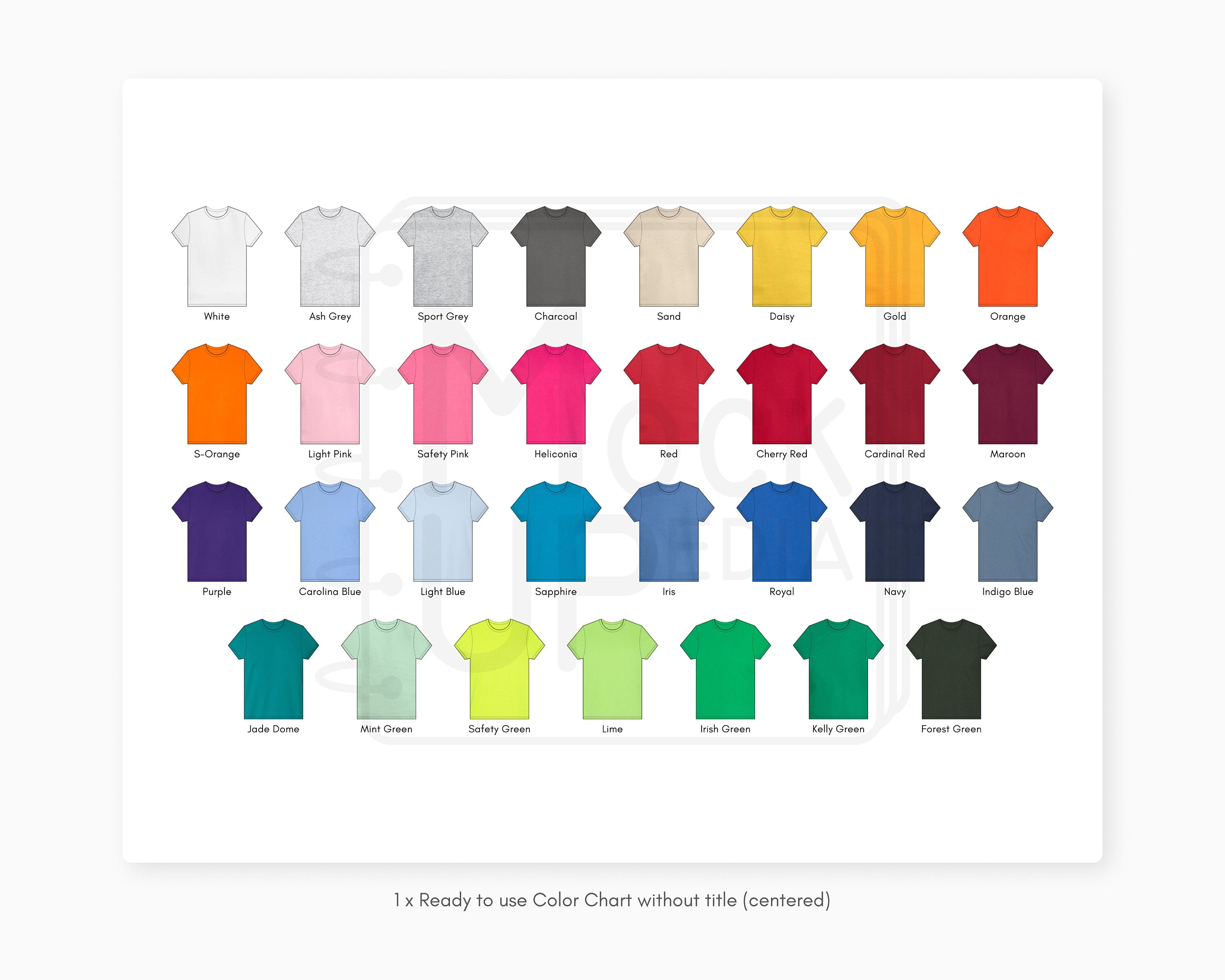 Gildan 2000B EDITABLE Canva Color Chart Gildan 2000B Ultra Cotton Youth ...