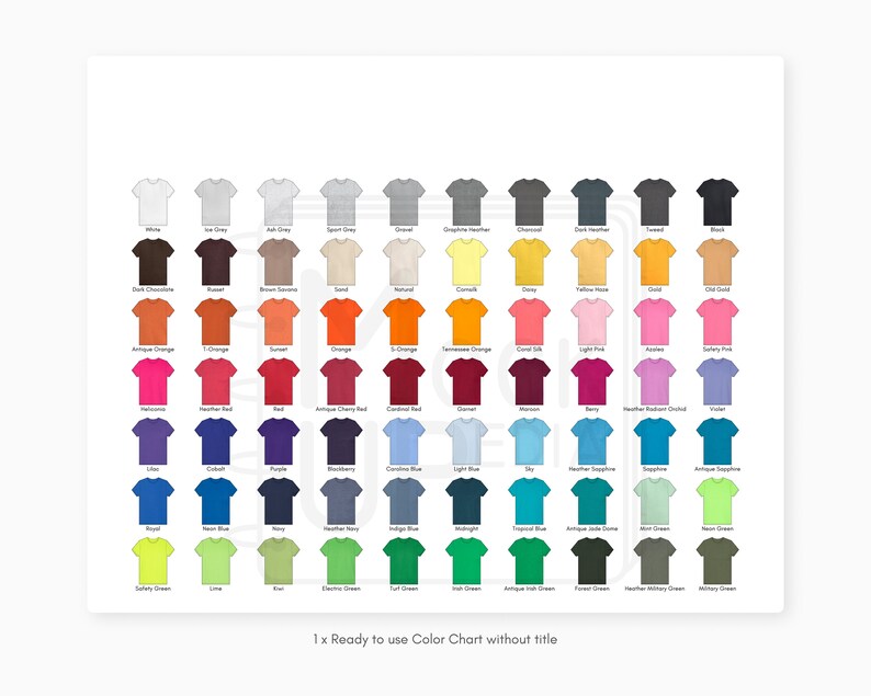 Gildan 5000 EDITABLE Canva Color Chart | Gildan 5000 Heavy Cotton ...