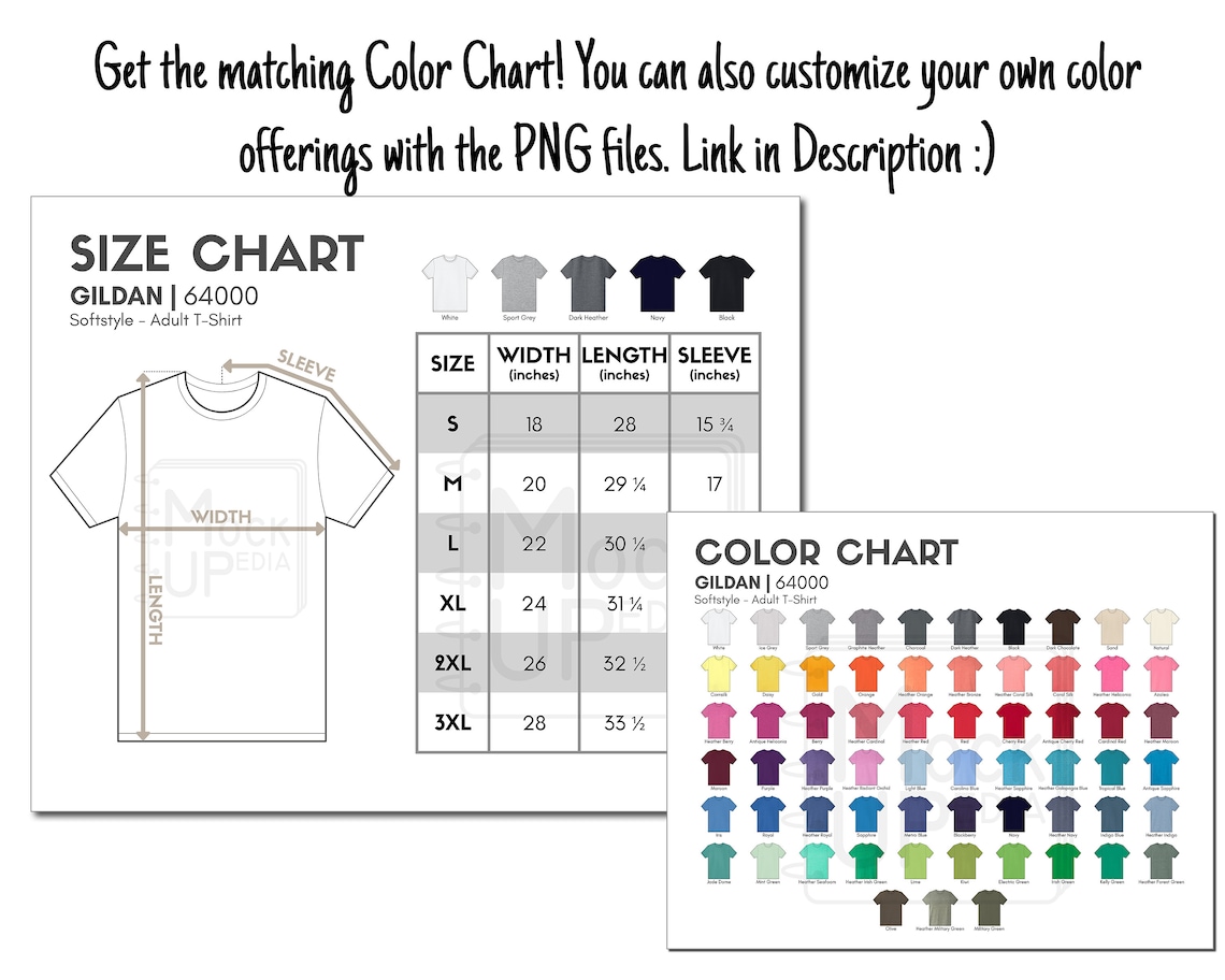 Gildan 64000 Adult T Shirt Size Chart Inches Cm Digital Size Chart