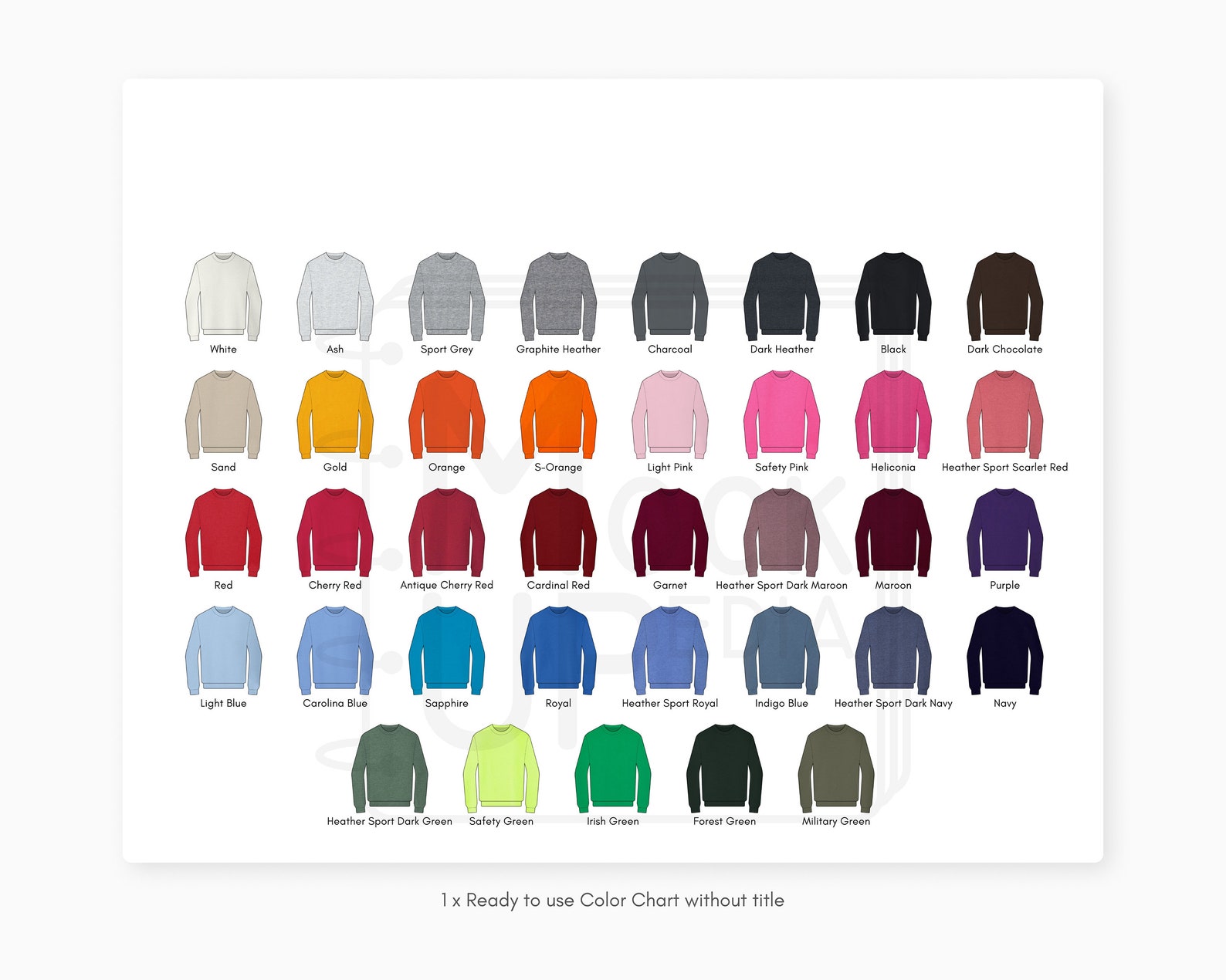 Gildan 18000 EDITABLE Canva Color Chart | Gildan 18000 Heavy Blend ...
