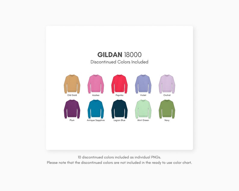 Gildan 18000 EDITABLE Canva Color Chart | Gildan 18000 Heavy Blend ...