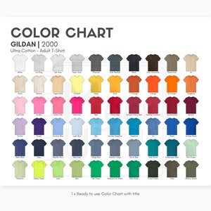 Gildan 2000 EDITABLE Canva Color Chart | Gildan 2000 Ultra Cotton ...