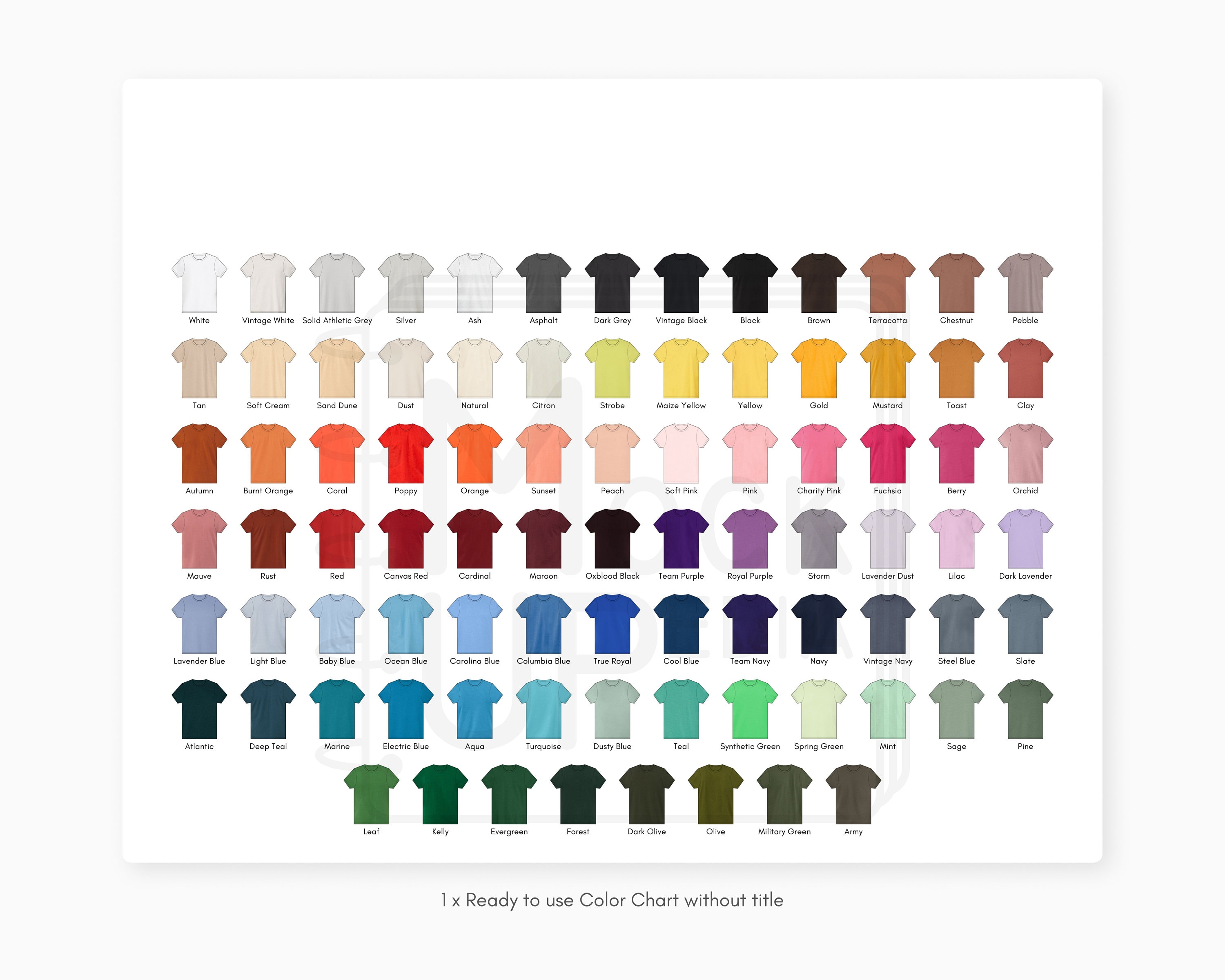 Bella Canvas 3001 Adult T-shirt Color Chart | Bella+canvas 3001 Unisex ...