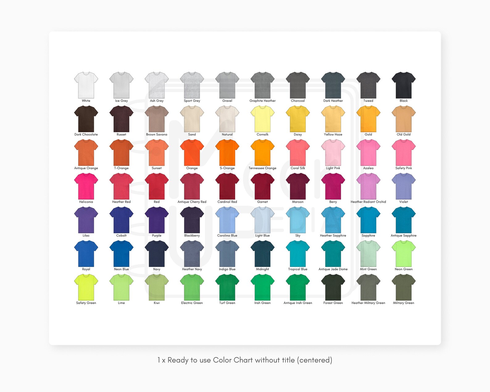 Gildan 5000 EDITABLE Canva Color Chart | Gildan 5000 Heavy Cotton ...