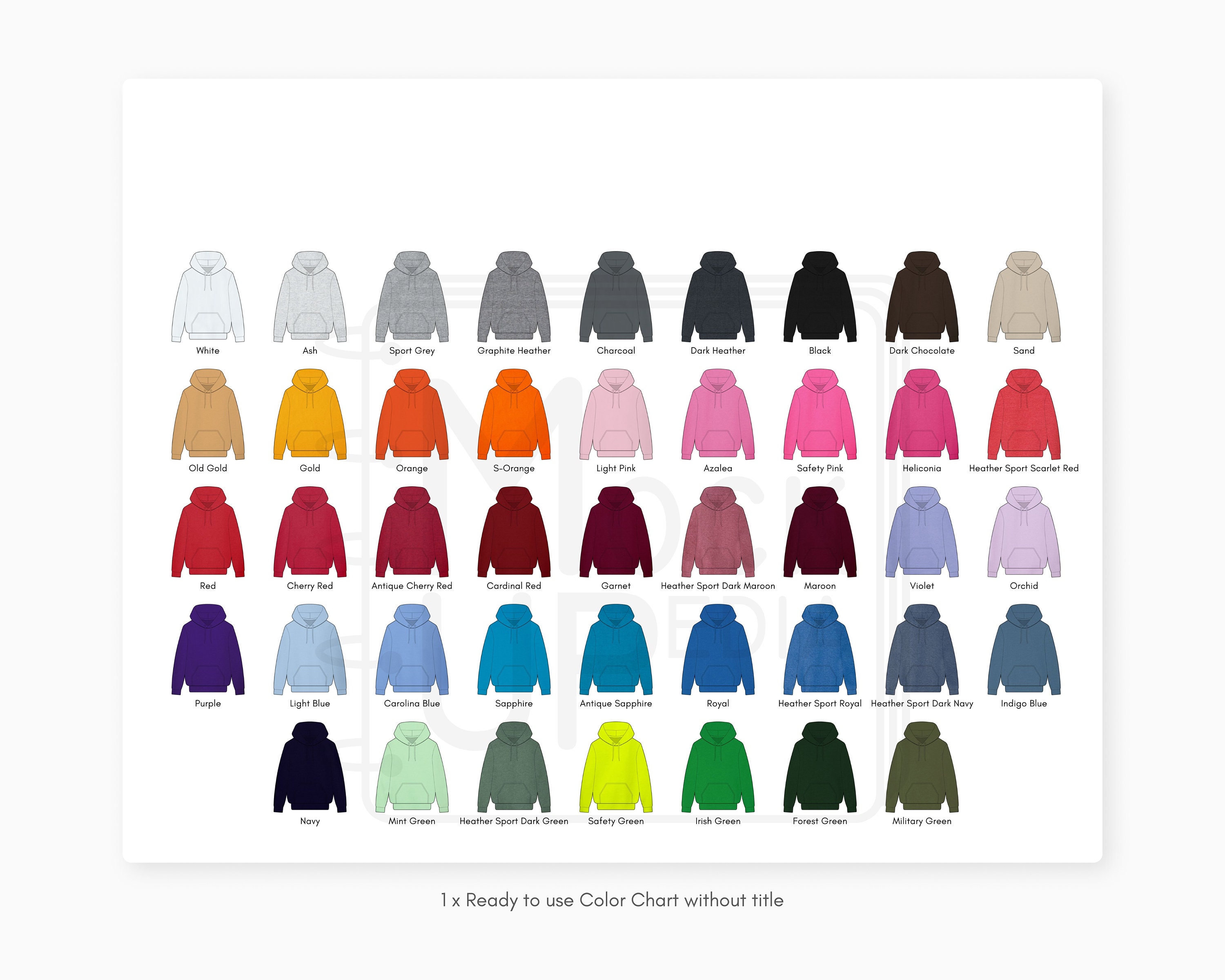 Gildan 18500 Adult Hooded Sweatshirt Color Chart | Gildan 18500 Heavy ...