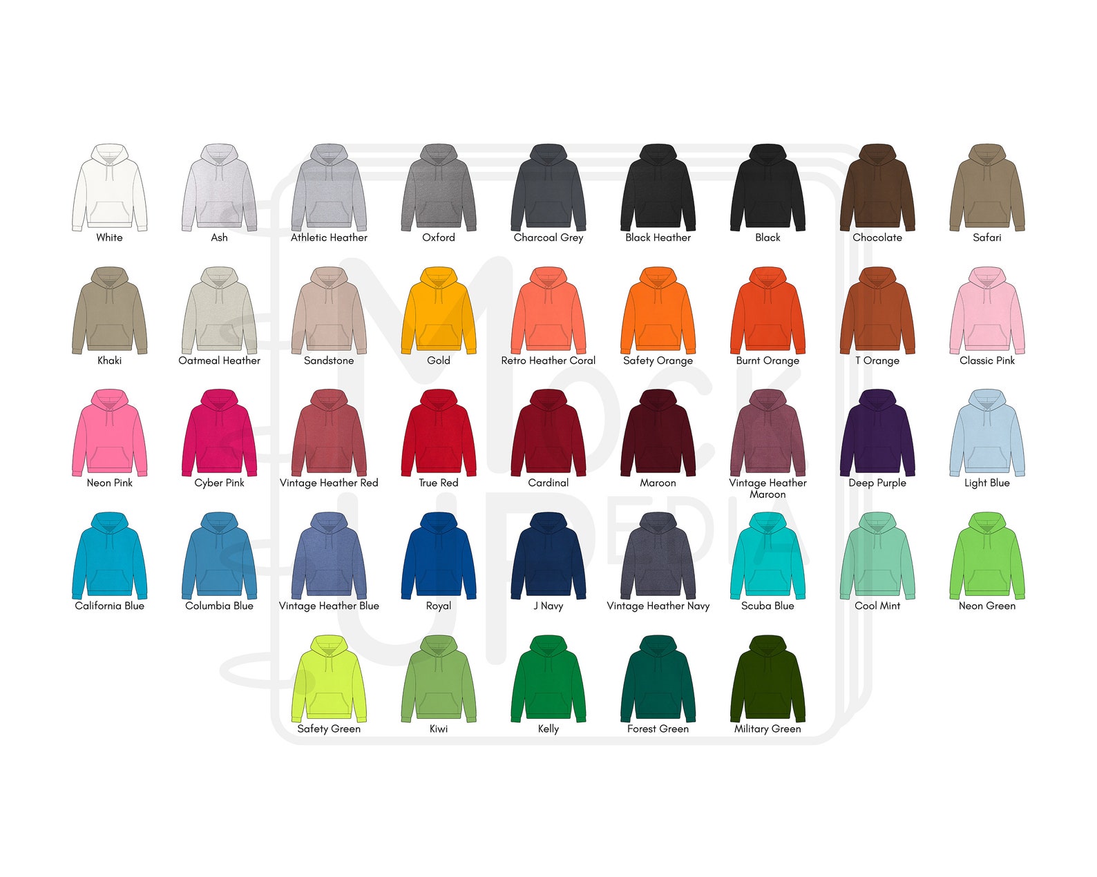 Jerzees 996MR Adult Hooded Sweatshirt Color Chart | Jerzees 996MR ...